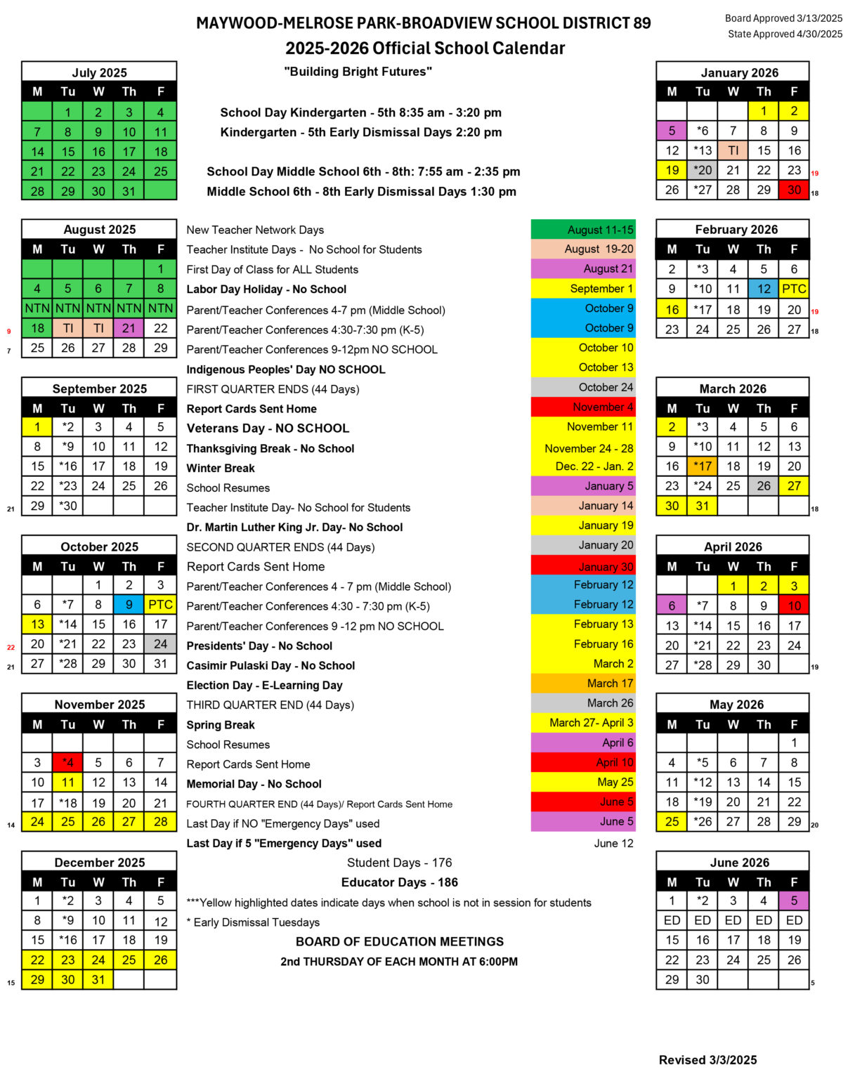 Lincoln Elementary School - 2025-2026 Calendar